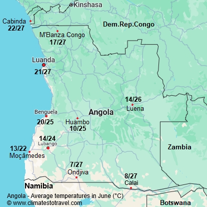 Angola, weather in June - Climates to Travel