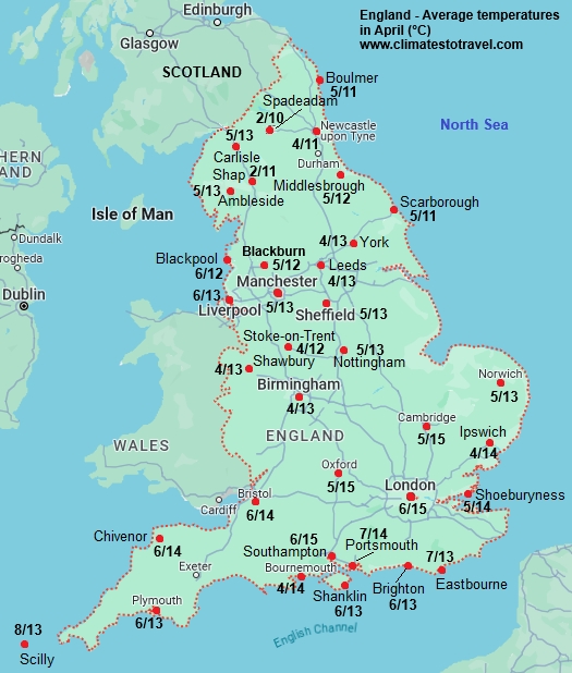 England, weather in April - Climates to Travel