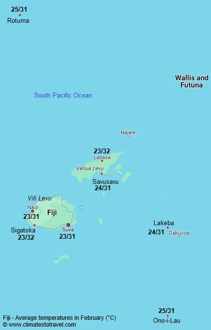 Fiji, weather in February - Climates to Travel