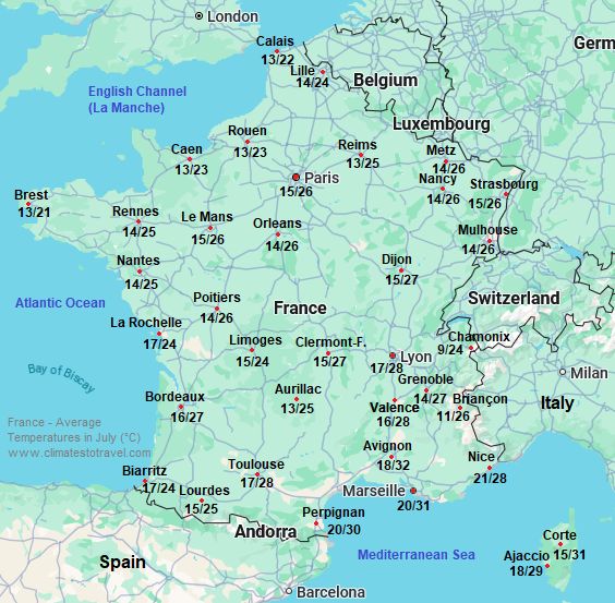France climate: temperature, rain, when to go - Climates to Travel