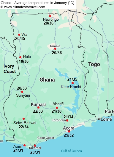 Ghana, weather in January - Climates to Travel