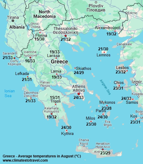 Greece, weather in August - Climates to Travel