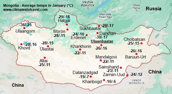 Mongolia, weather in January - Climates to Travel