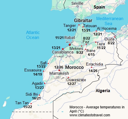 Morocco, weather in April - Climates to Travel