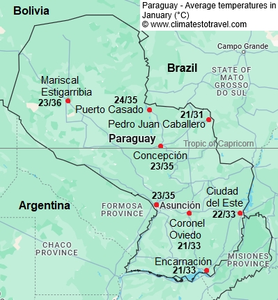Paraguay, weather in January - Climates to Travel