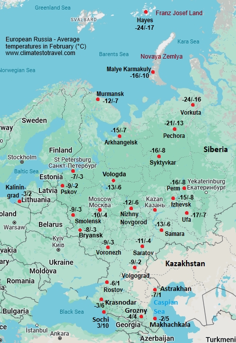 Russia, weather in February - Climates to Travel