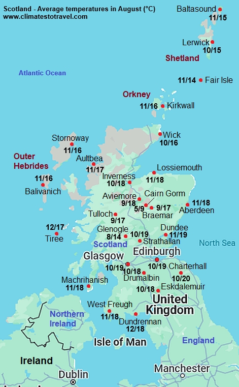 Scotland, weather in August - Climates to Travel