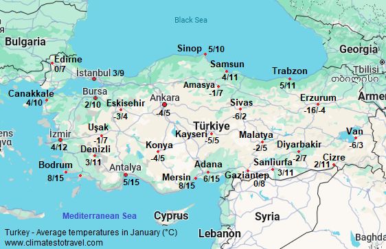 Turkey, weather in January - Climates to Travel