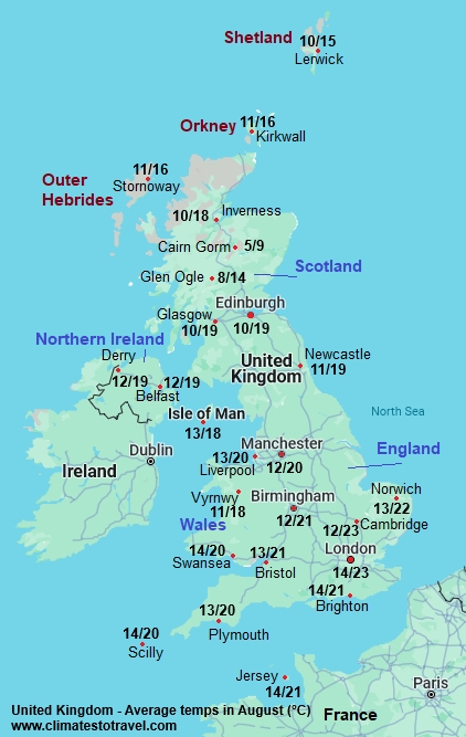 United Kingdom, weather in August - Climates to Travel