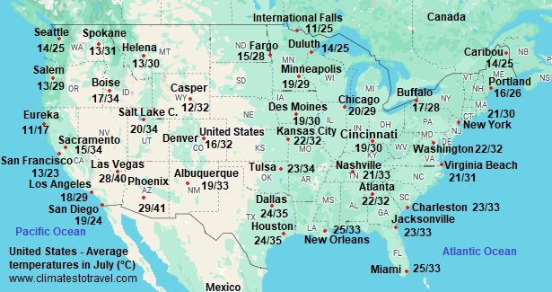 United States, weather in July - Climates to Travel