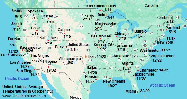 United States, weather in October - Climates to Travel