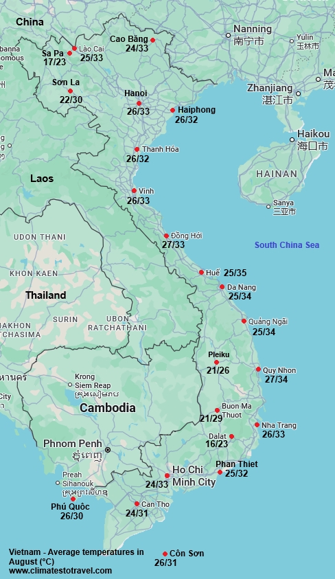 Vietnam, weather in August - Climates to Travel