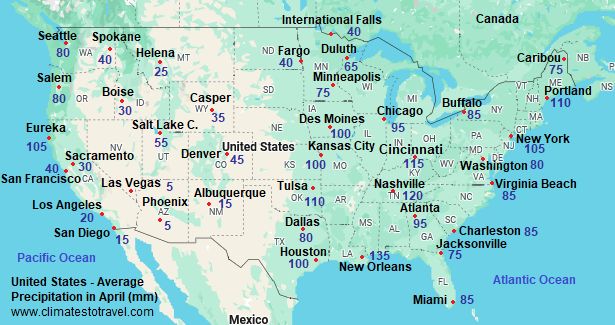 United States, weather in April - Climates to Travel